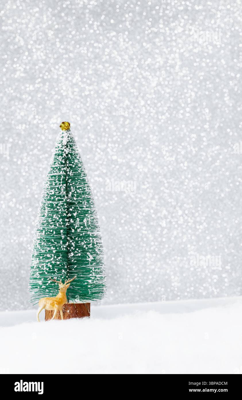 Model Christmas Tree with deer Stock Photo - Alamy