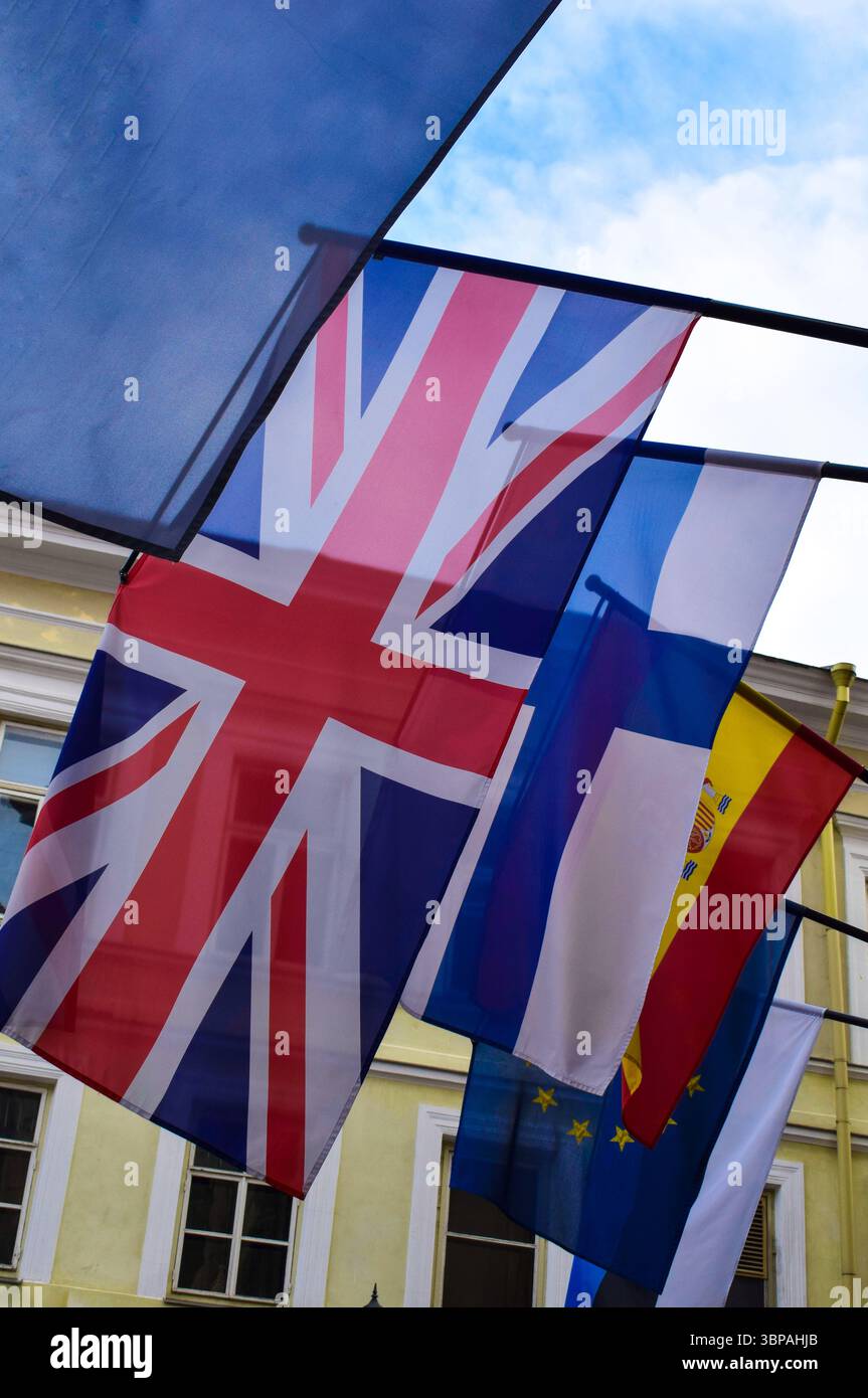 Collection of European National Flags with Union Jack Prominent ...