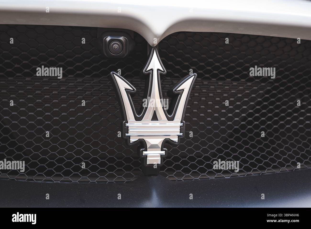 05-07-2025 Kemptthal, Switzerland. Maserati classic trident car badge ...