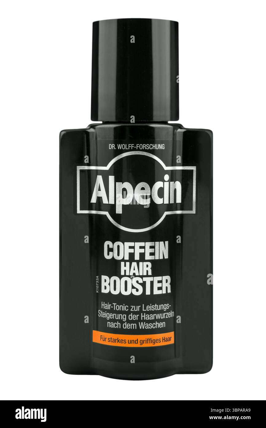 Alpecin Coffein Hair Booster Tonic von Dr Wolff Hintergrund weiss Stock ...