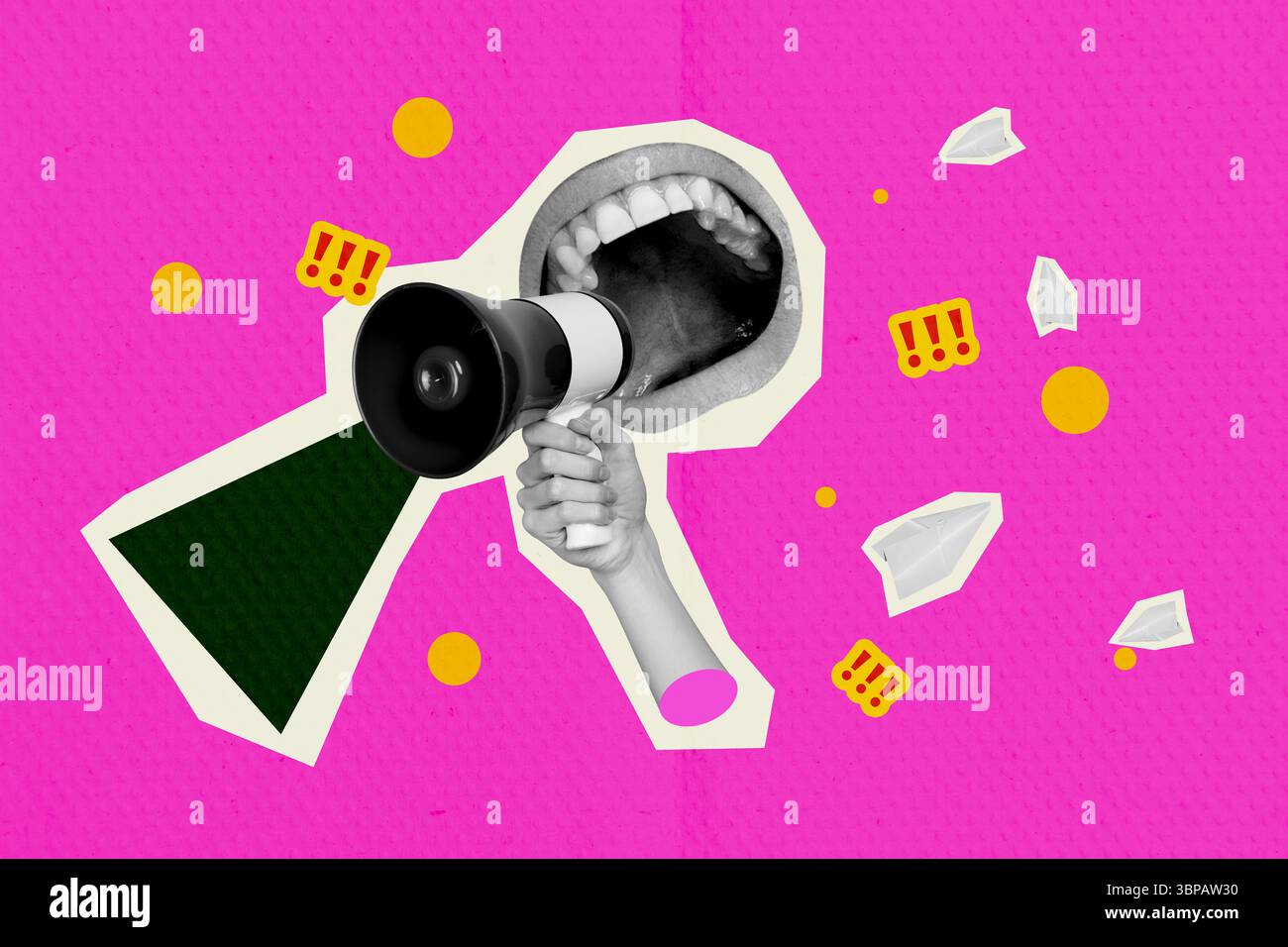 Template sketch trend artwork 3D collage of silhouette hand hold ...