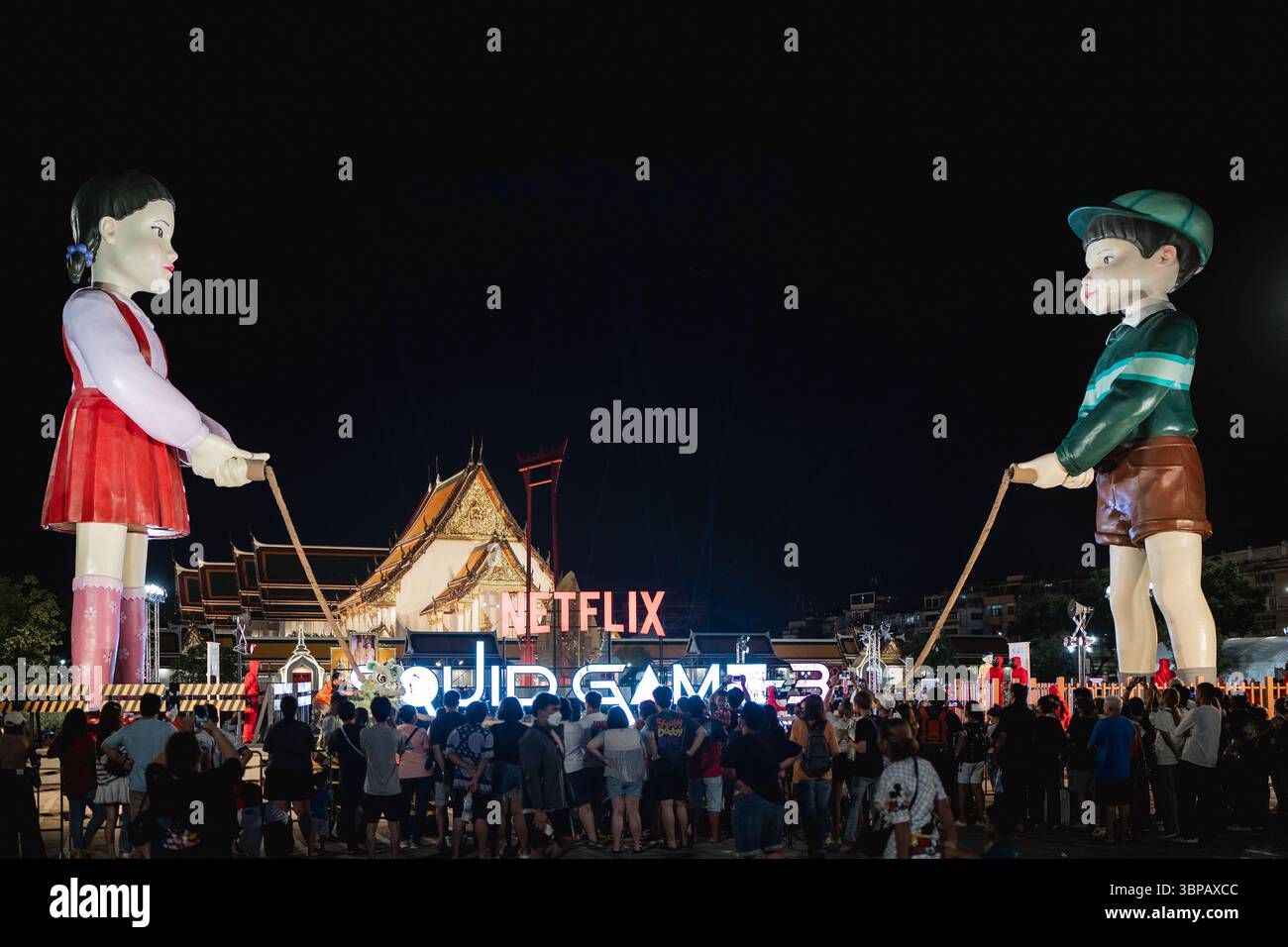 A wide view of the Squid Game Season 3 promotional installation On the ...