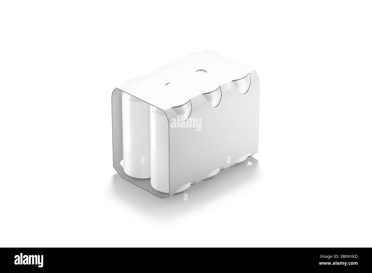 Blank white six can cardboard pack mockup, side view Stock Photo - Alamy