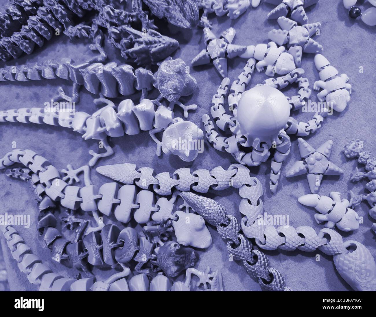 Art objects printed on a 3D printer. Various creative models created on ...