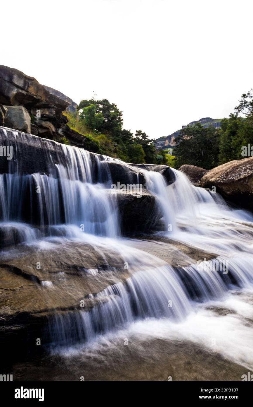 The Cascades waterfall in the Mahai River in the Drakensberg mountains ...