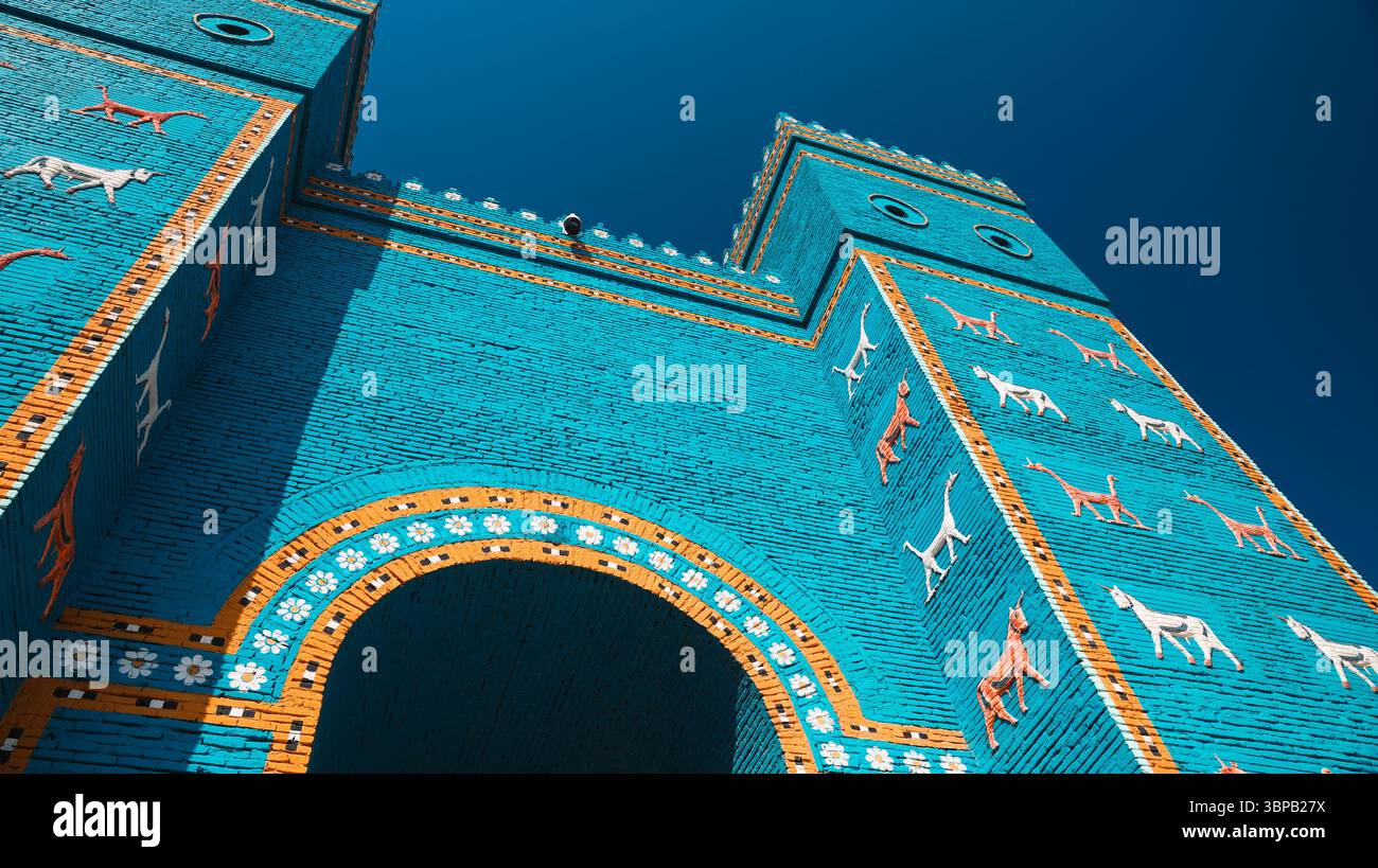 Vibrant blue Ishtar Gate showcases striking animal motifs and artistic ...