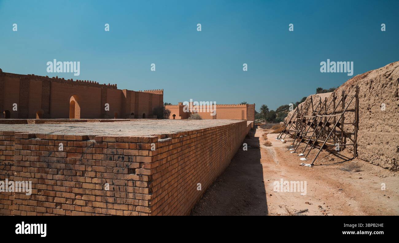 Visitors walk along historic Babylon ruins, marveling at ancient ...