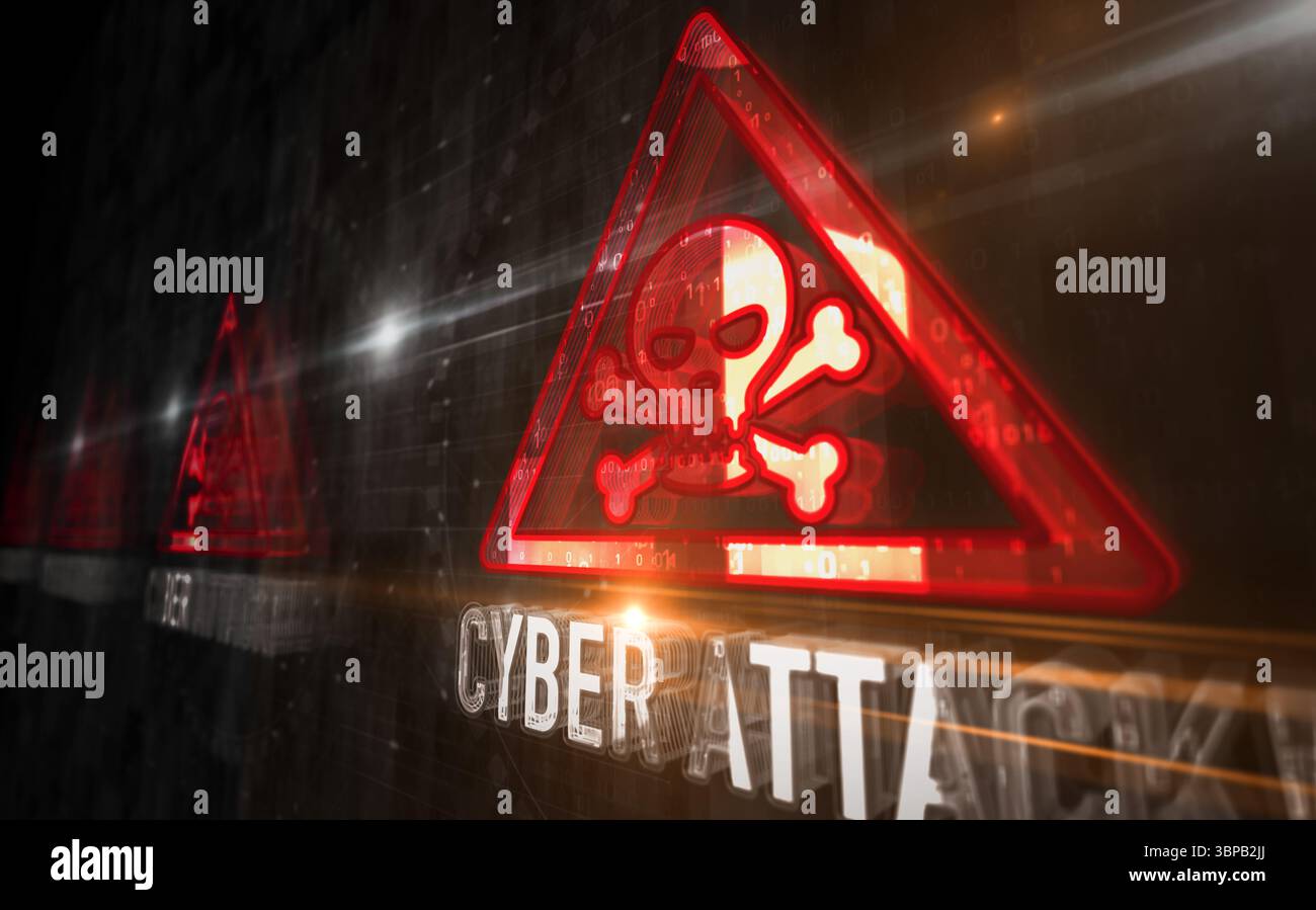 Cyber attack alert and security warning symbol digital concept. Network ...