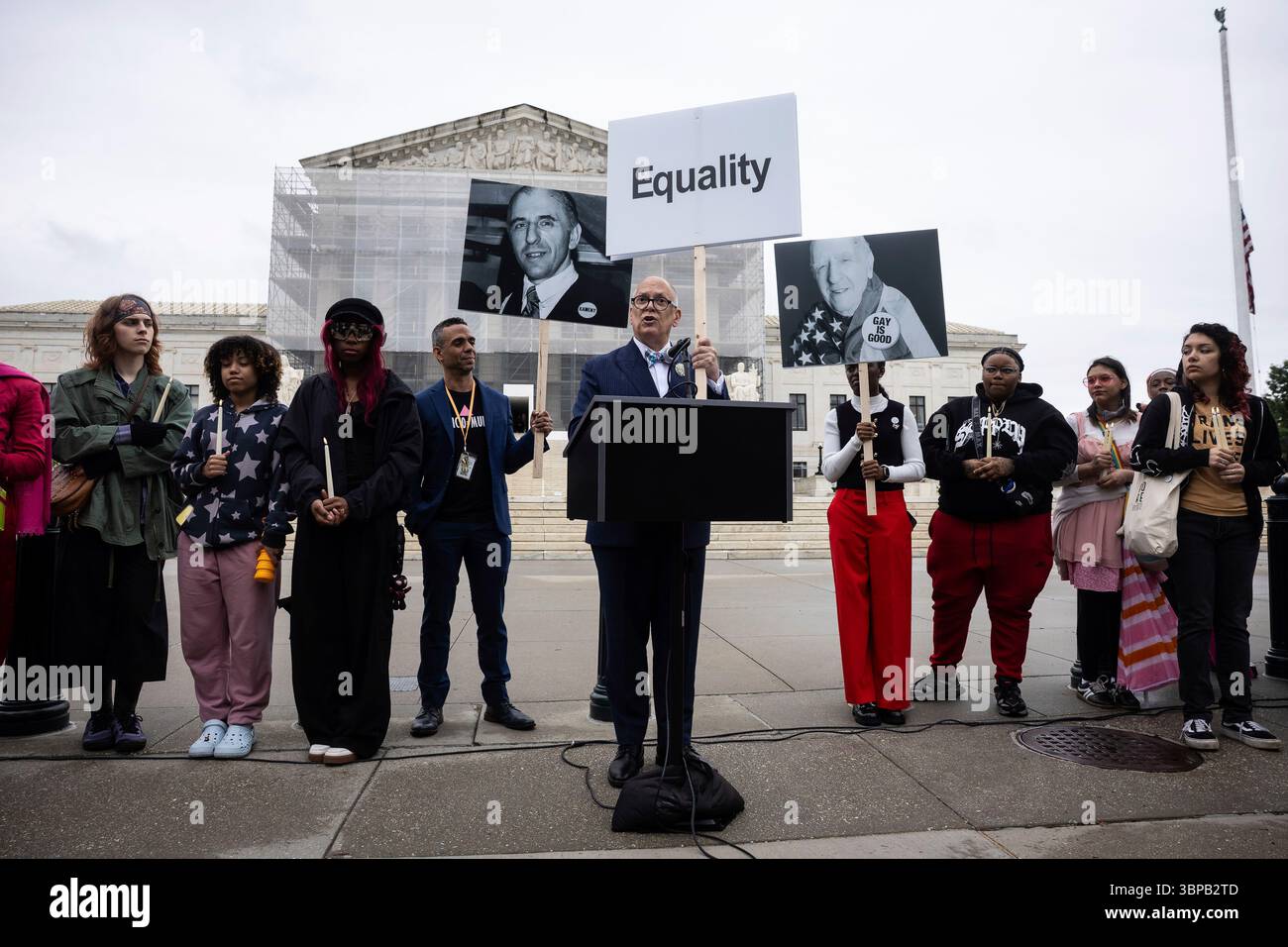 Civil rights activist Jim Obergefell delivers remarks during an event ...