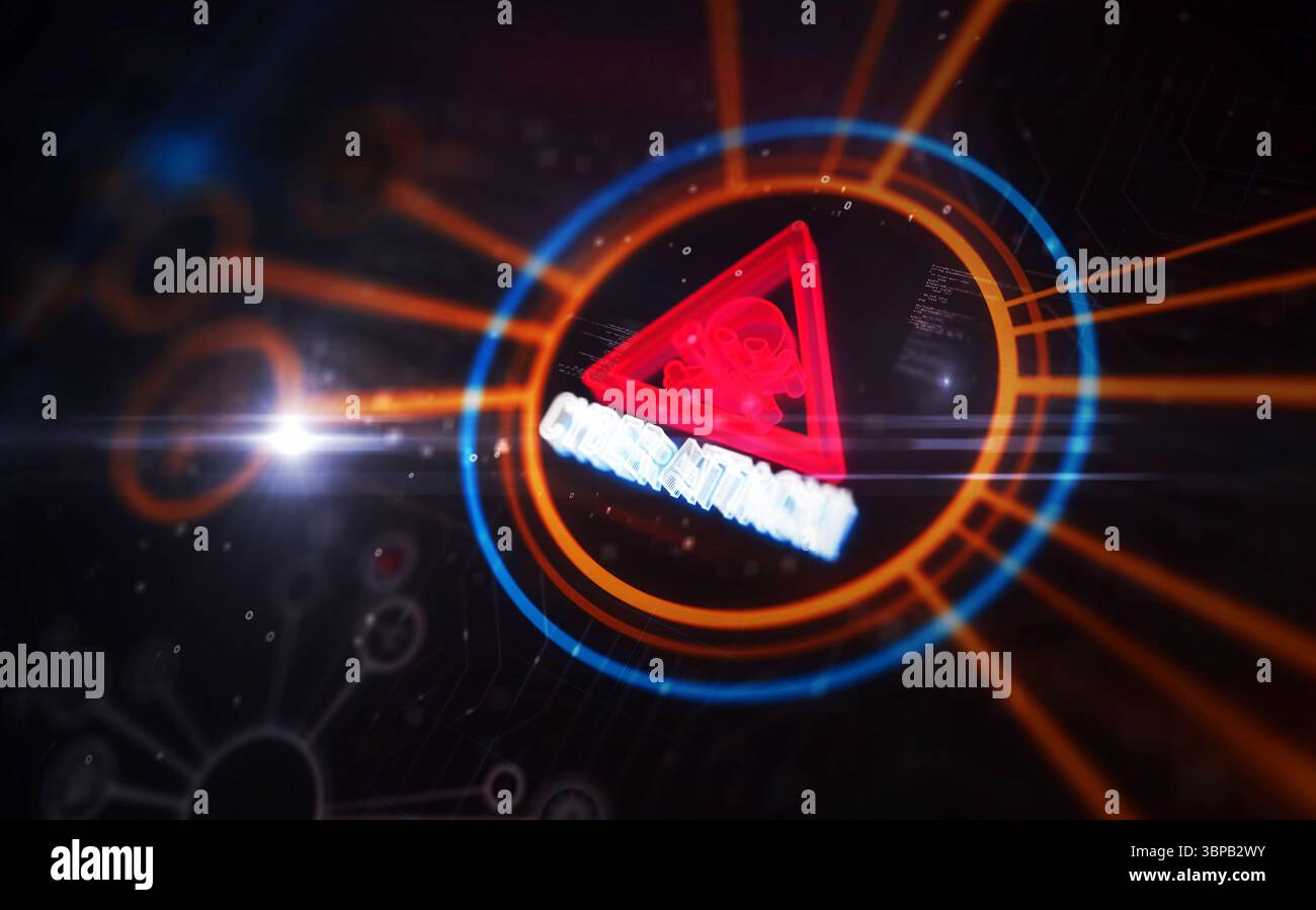 Cyber attack alert and security warning symbol digital concept. Network ...