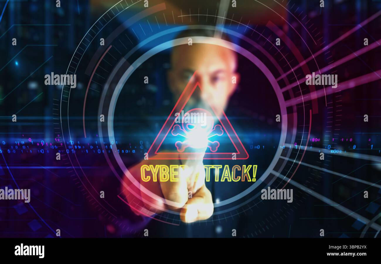 Cyber attack alert and security warning symbol digital abstract 3d ...