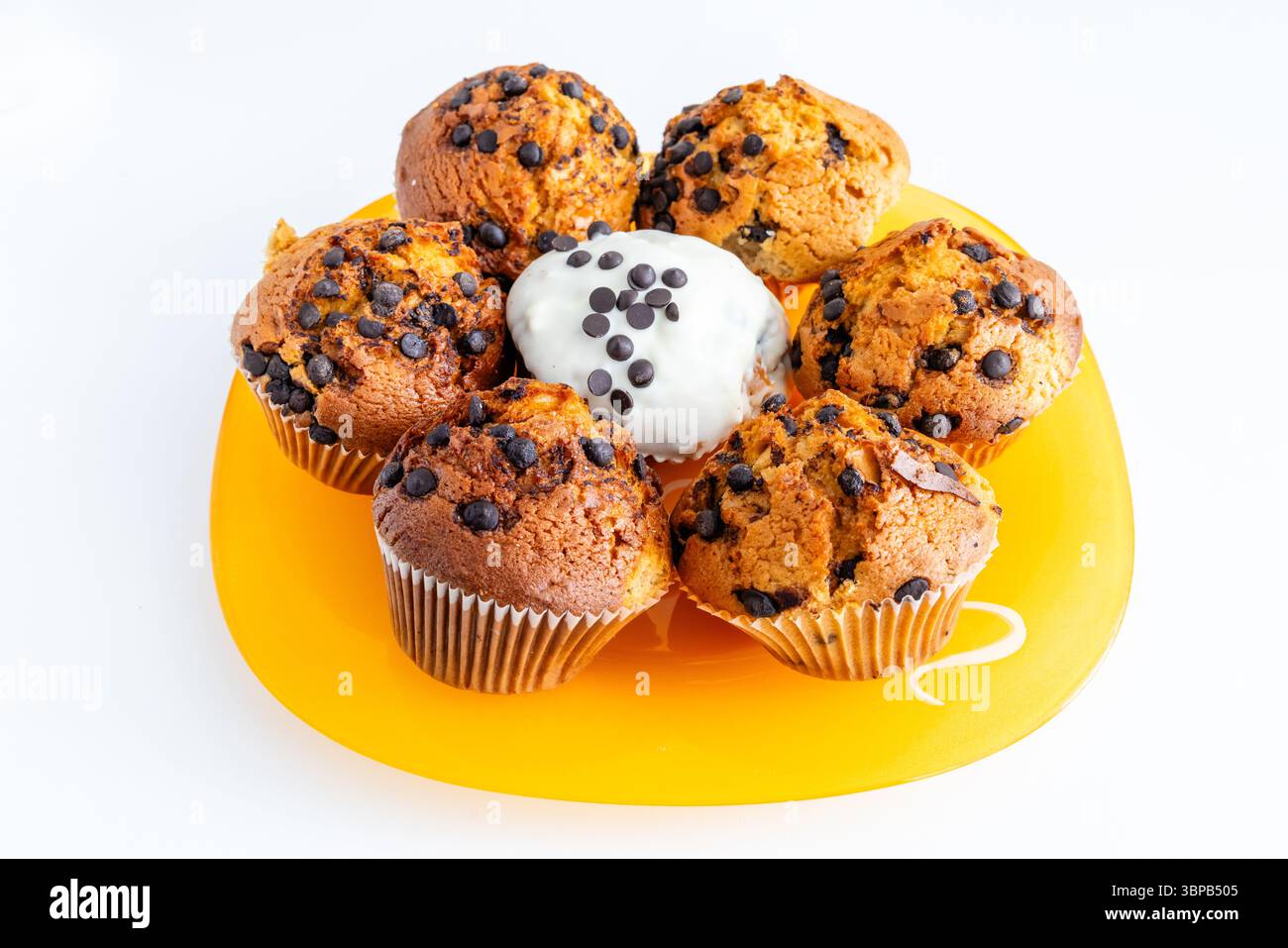 closeup of a pile of magdalenas, the typical Spanish plain muffins ...