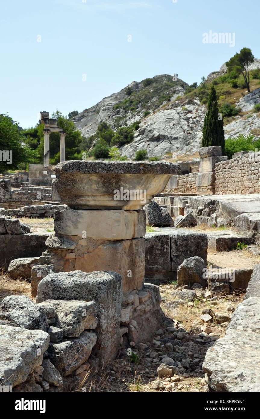 Roman archaeological site of the Roman city of Glanum near St Remy de ...