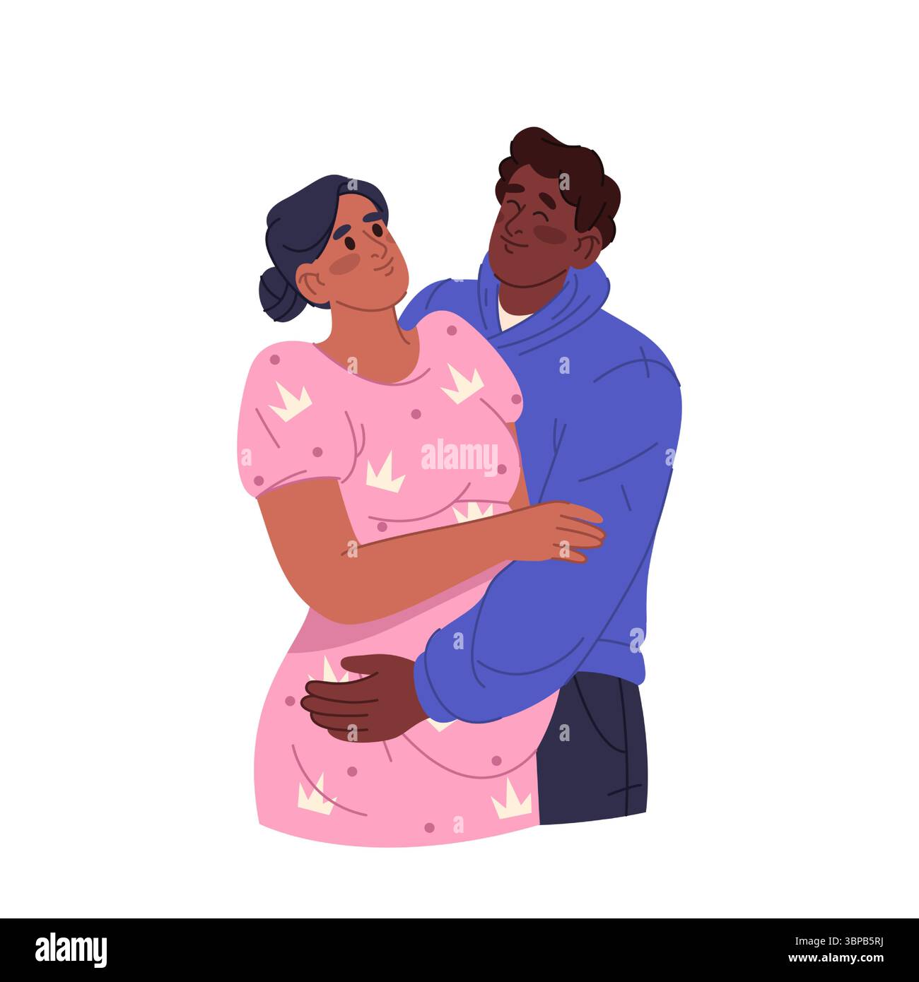 Family support vector clipart with father hug pregnant mother. Planning ...