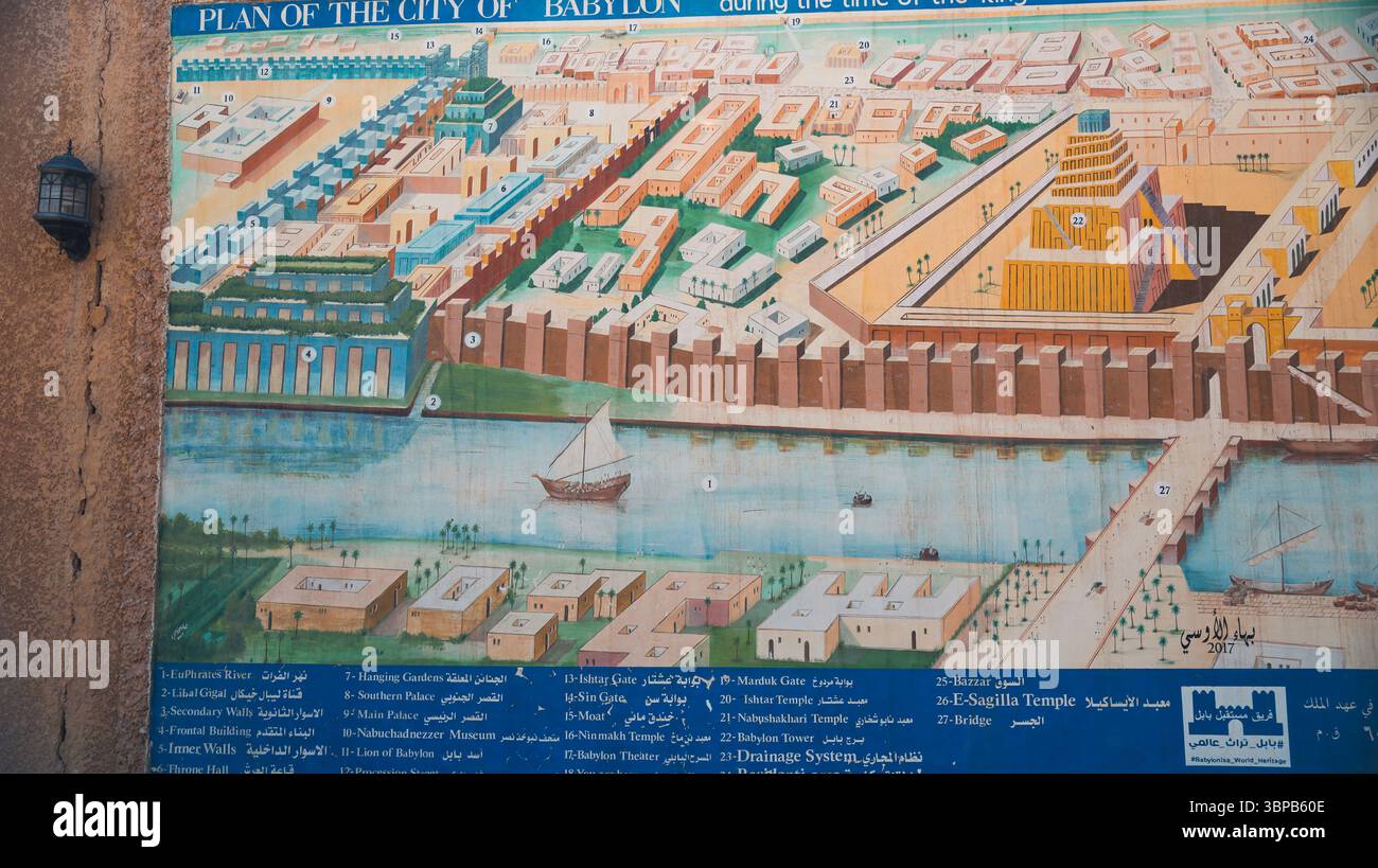 A map of ancient Babylon highlights the city layout, key structures ...