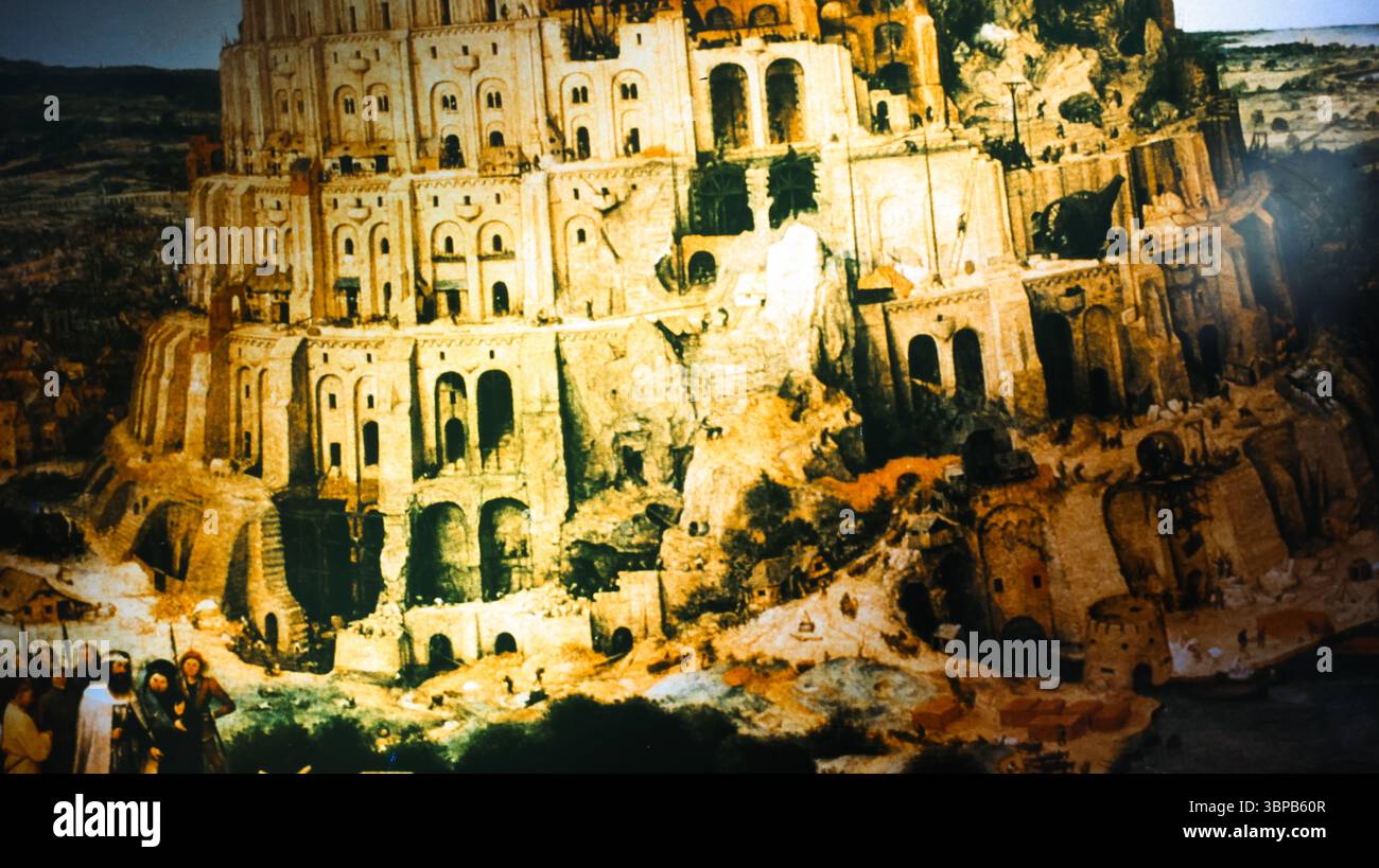 This artwork illustrates the Tower of Babel in Babylon Iraq, revealing ...