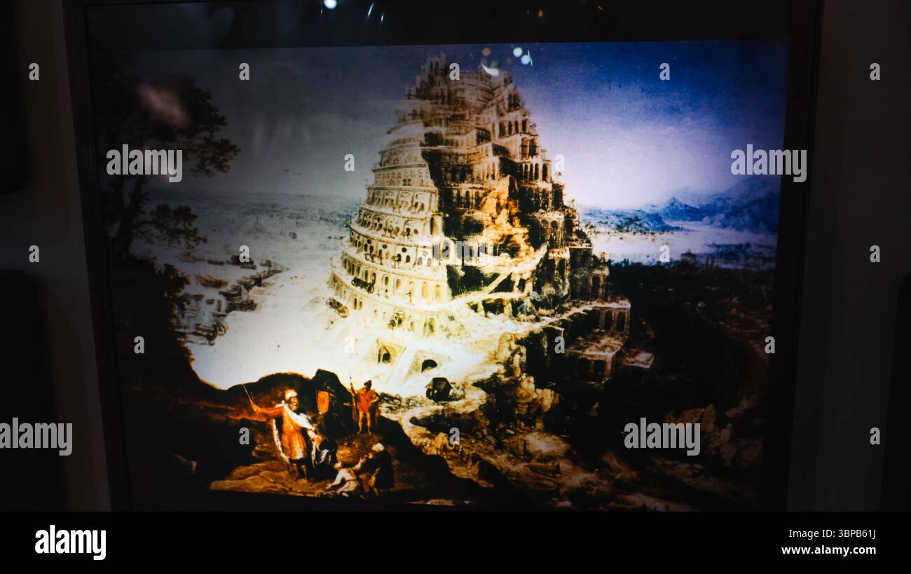 Visitors admire the reconstructed ziggurat of Babylon, showcasing its ...