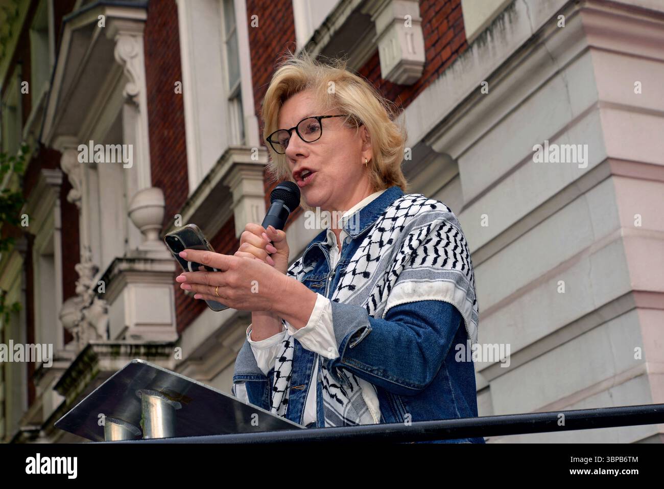 Actress and campaigner Juliet Stevenson gives a speech outside ...