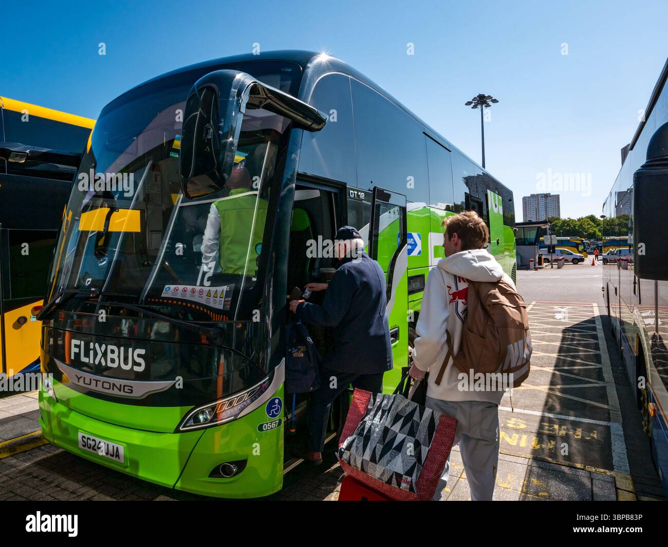 Glasgow, Scotland, UK, 7th July 2025. Flixbus launches a new express coach service today between ...