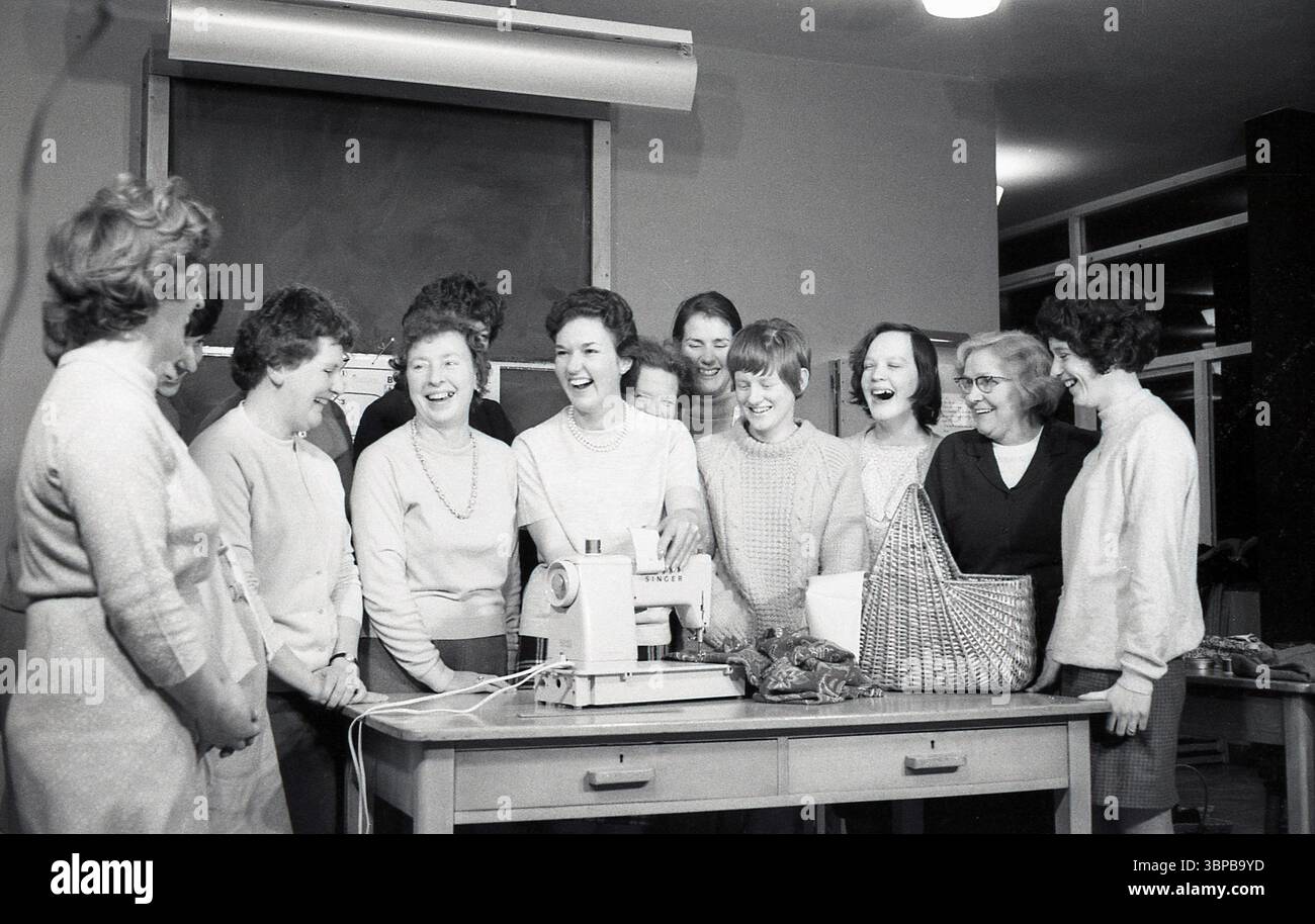1960s, historical, inside a school or college classroom, ladies of ...
