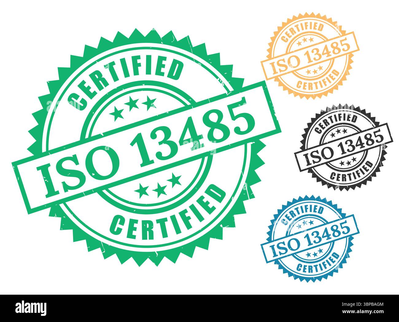 Healthcare Quality Assurance Badges, ISO 13485 Vector Stamp Collection ...
