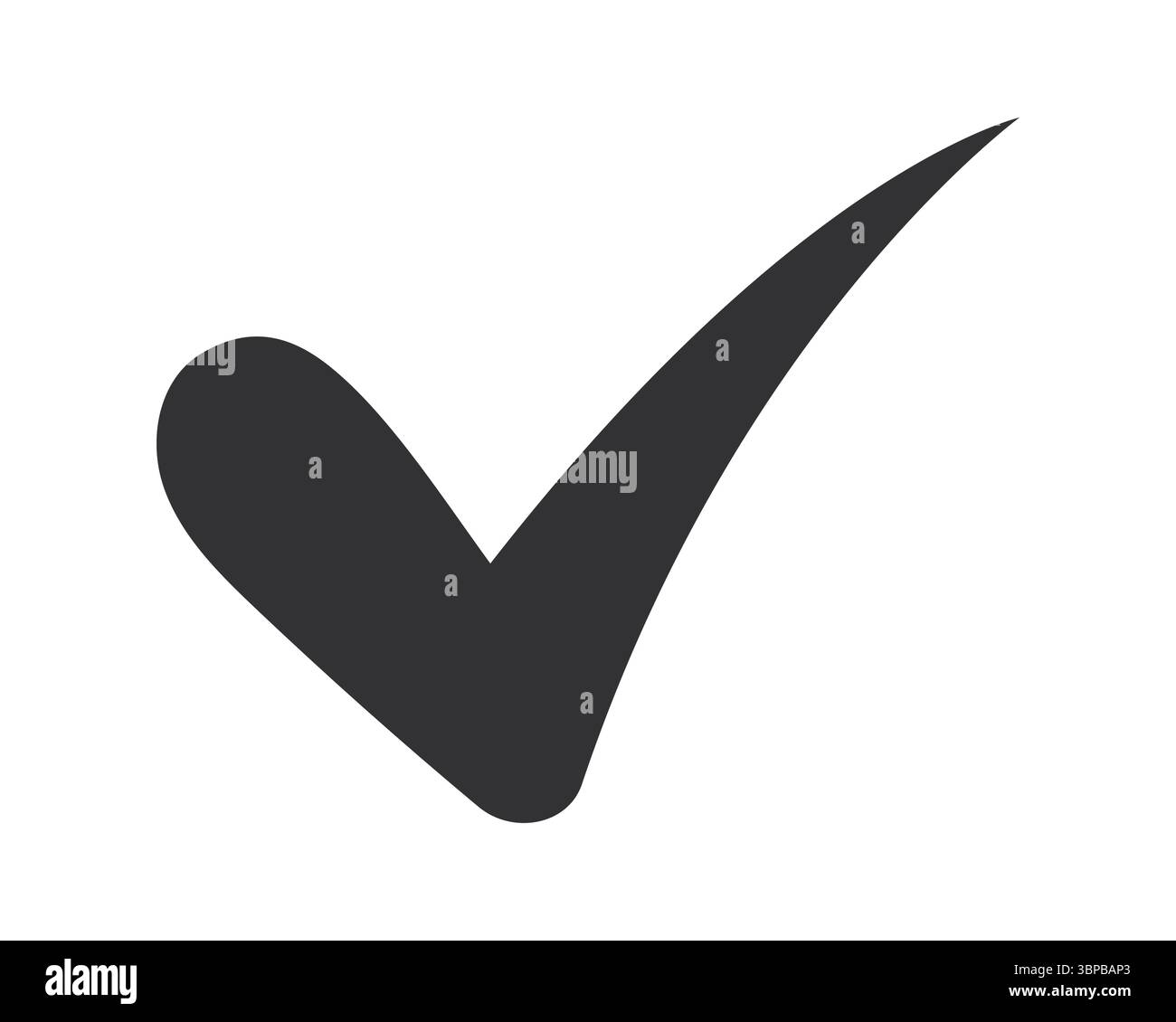 Simple, isolated check mark on white. Represents agreement, approval ...