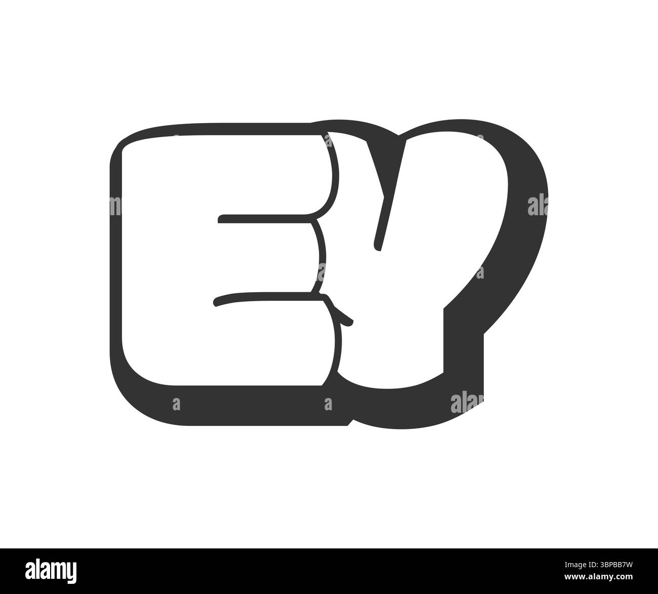 EY logo, bubble comic lettering, rounded in graffiti style black and ...