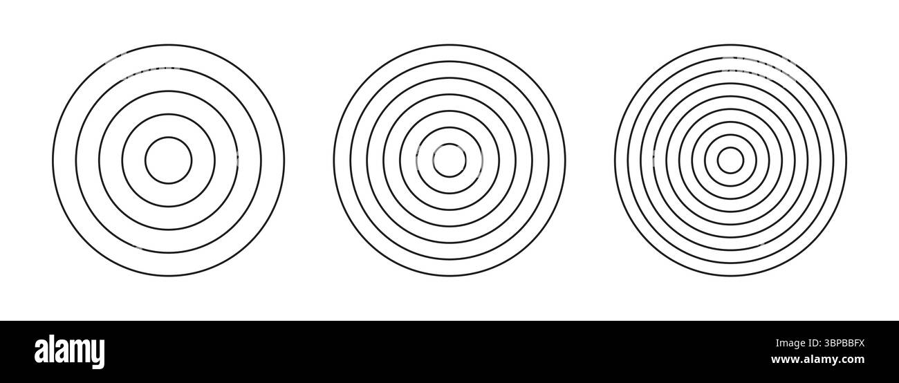 Set of polar grids concentric circles. Wheel of life or habits tracker ...
