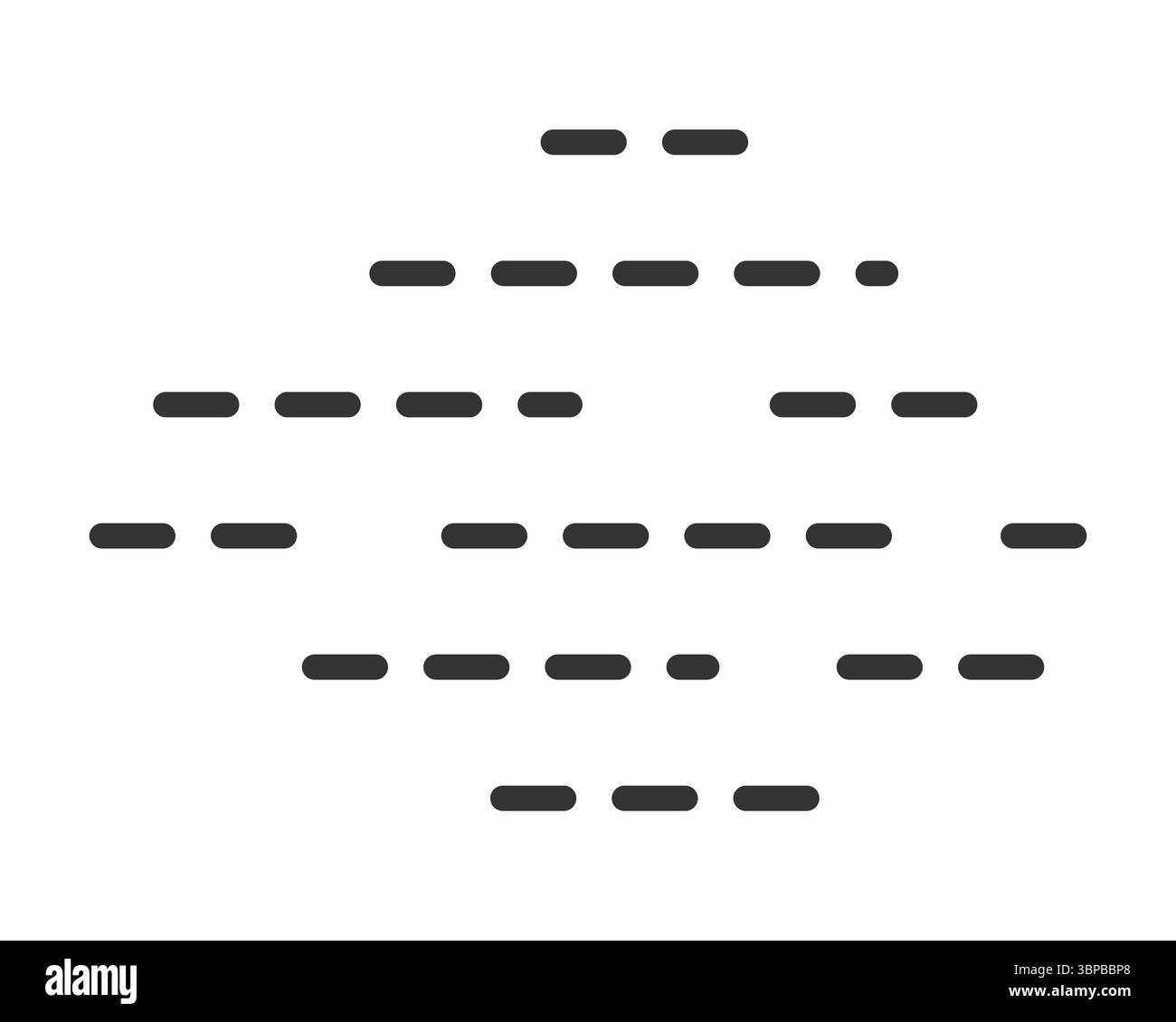 Abstract graphic with dark, horizontal dashes arranged in a diamondlike ...