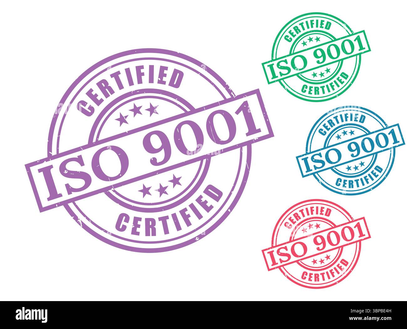 ISO 9001 Certified Stamp Vector Set, Quality Management System Label ...