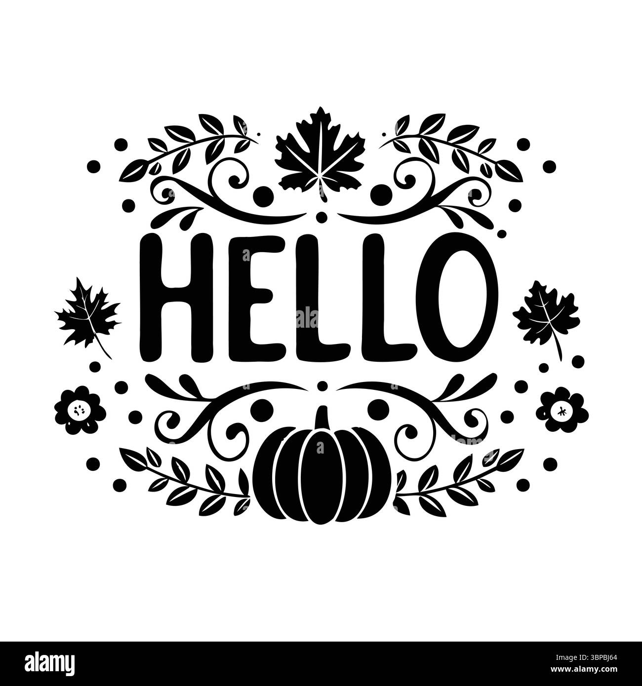 Pumpkin with leaves bundle Stock Vector Images - Alamy