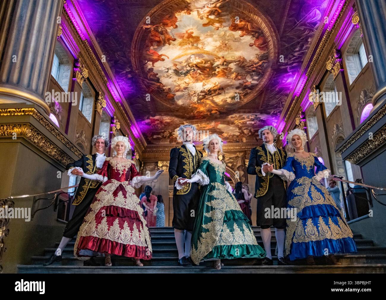 17th century Baroque dancers inside the Painted Hall at the Old Royal ...