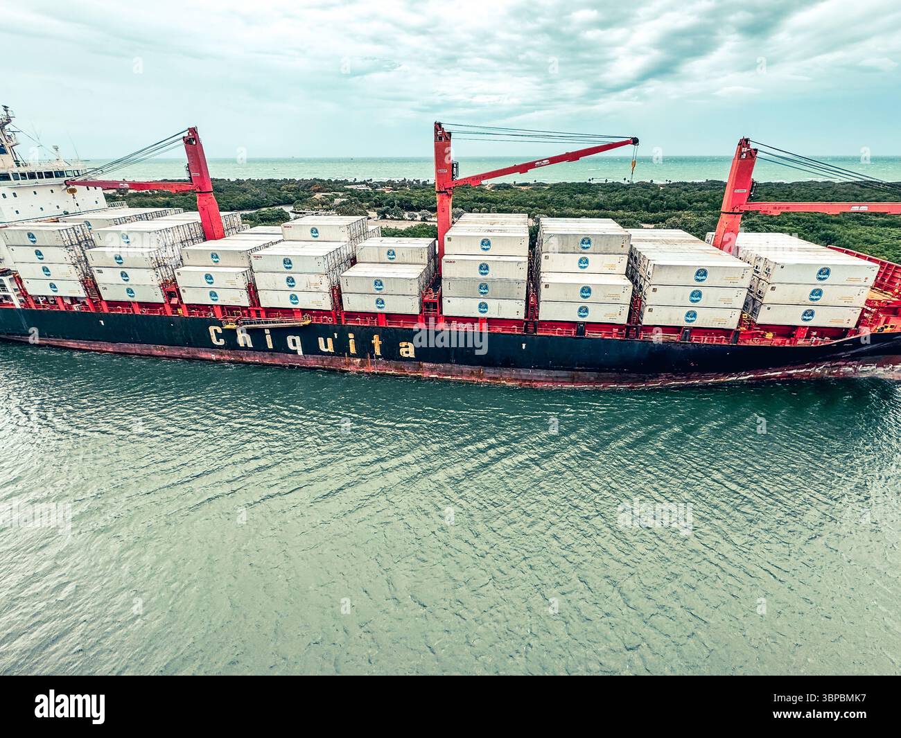 Fort Lauderdale, Florida - December 28, 2024: A container ship entering ...