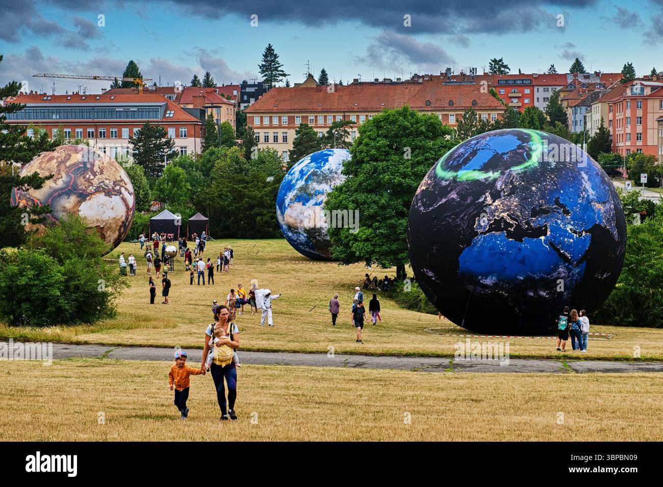 Brno, Czech Republic. 07th July, 2025. A giant inflatable model of ...