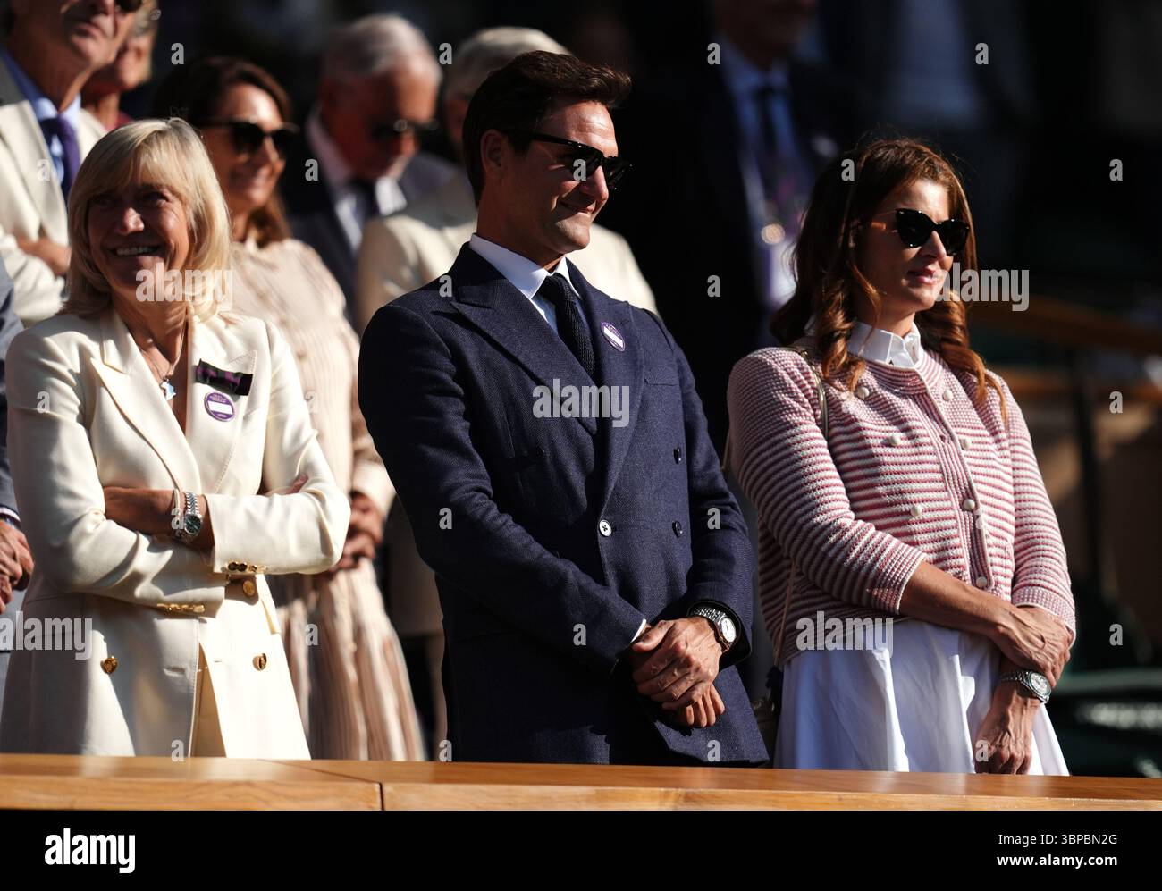 Roger Federer with his wife Mirka on day eight of the 2025 Wimbledon ...