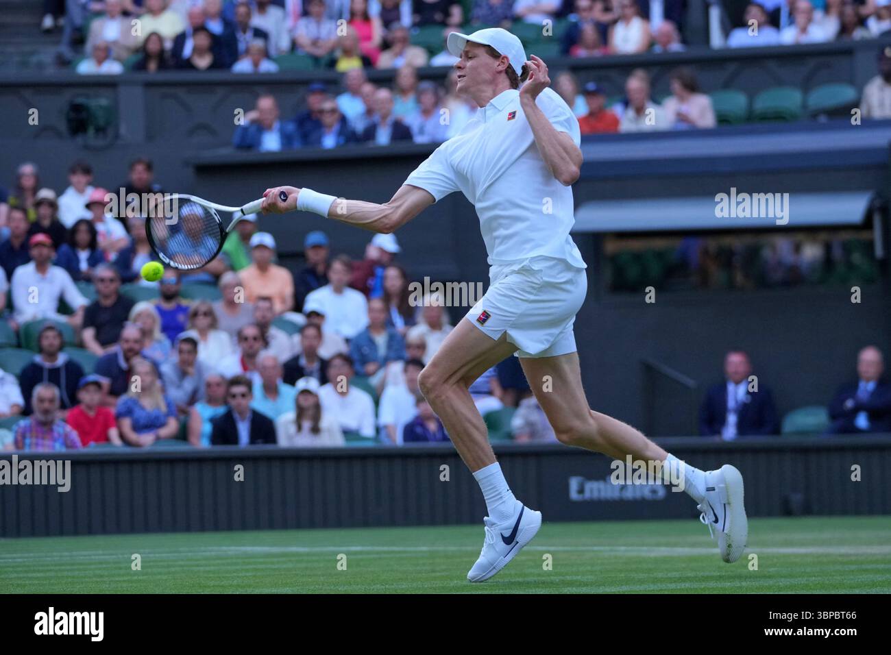 Italy's Jannik Sinner returns to Bulgaria's Grigor Dimitrov during a ...
