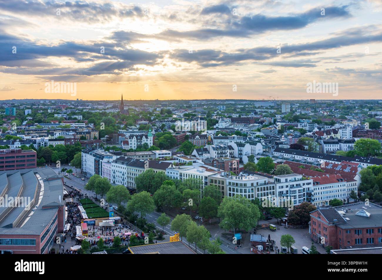 district St. Pauli, view from Flak tower Flakturm IV is todays Green ...