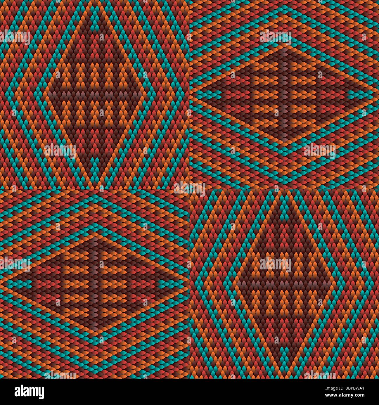 This seamless vector pattern features a mosaic-like design with ...