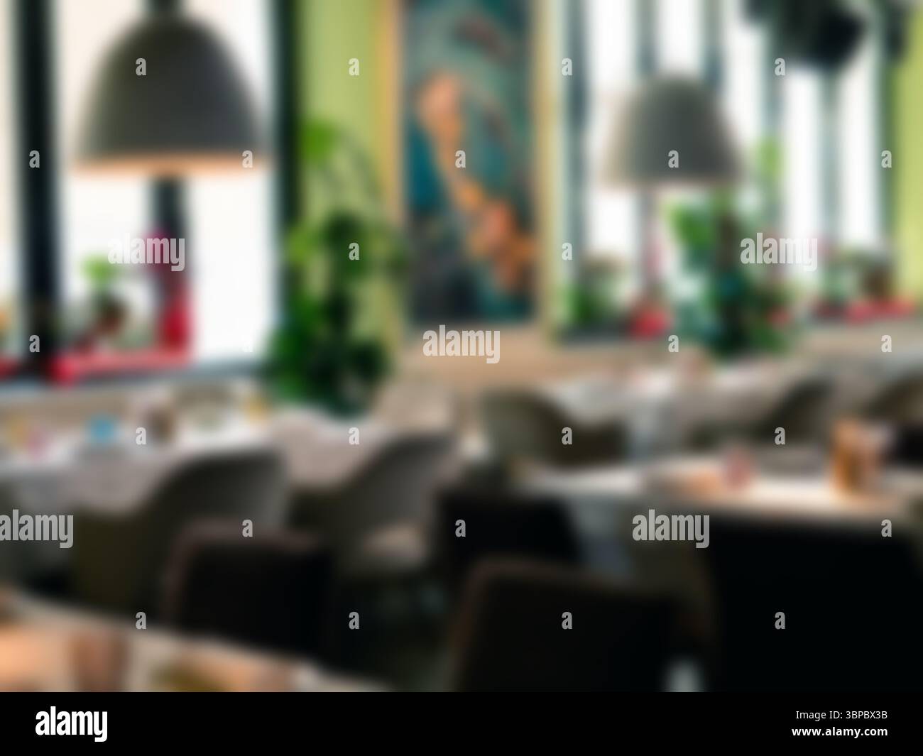 Background blurred counter coffee bar with tables. Restaurant cafe ...