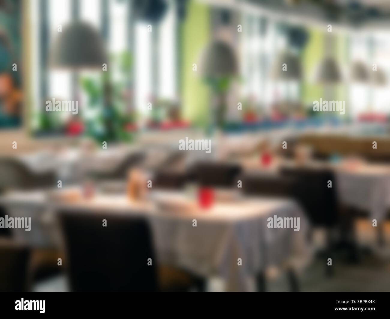 Background blurred counter coffee bar with tables. Restaurant cafe ...