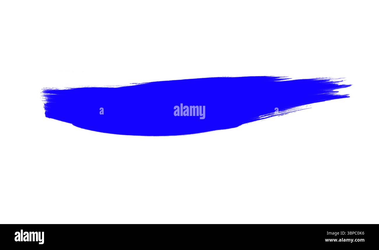 Blue brush stroke with dry textured edges isolated on transparent ...