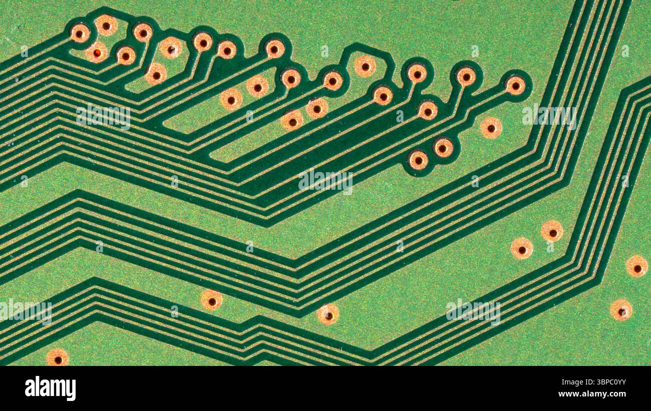 Macro image of a circuit board resembles highways and byways Stock ...
