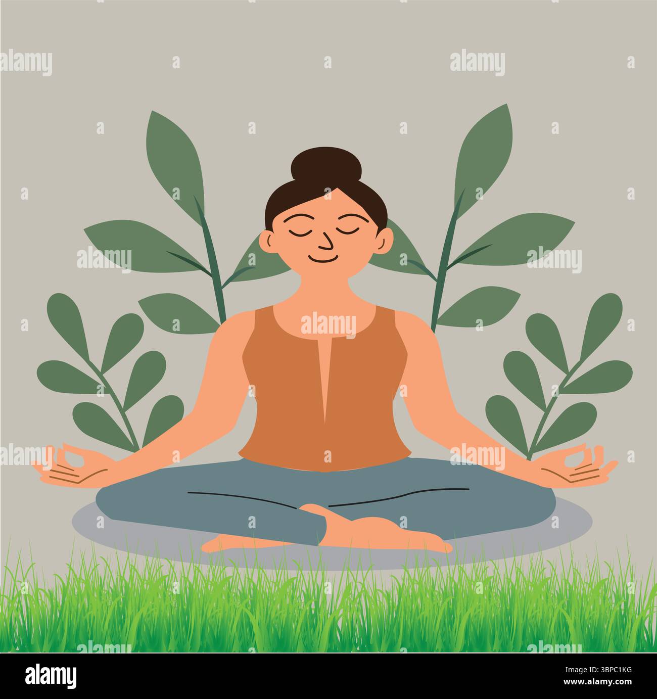 Outdoor breathing exercise practice in Stock Vector Images - Alamy