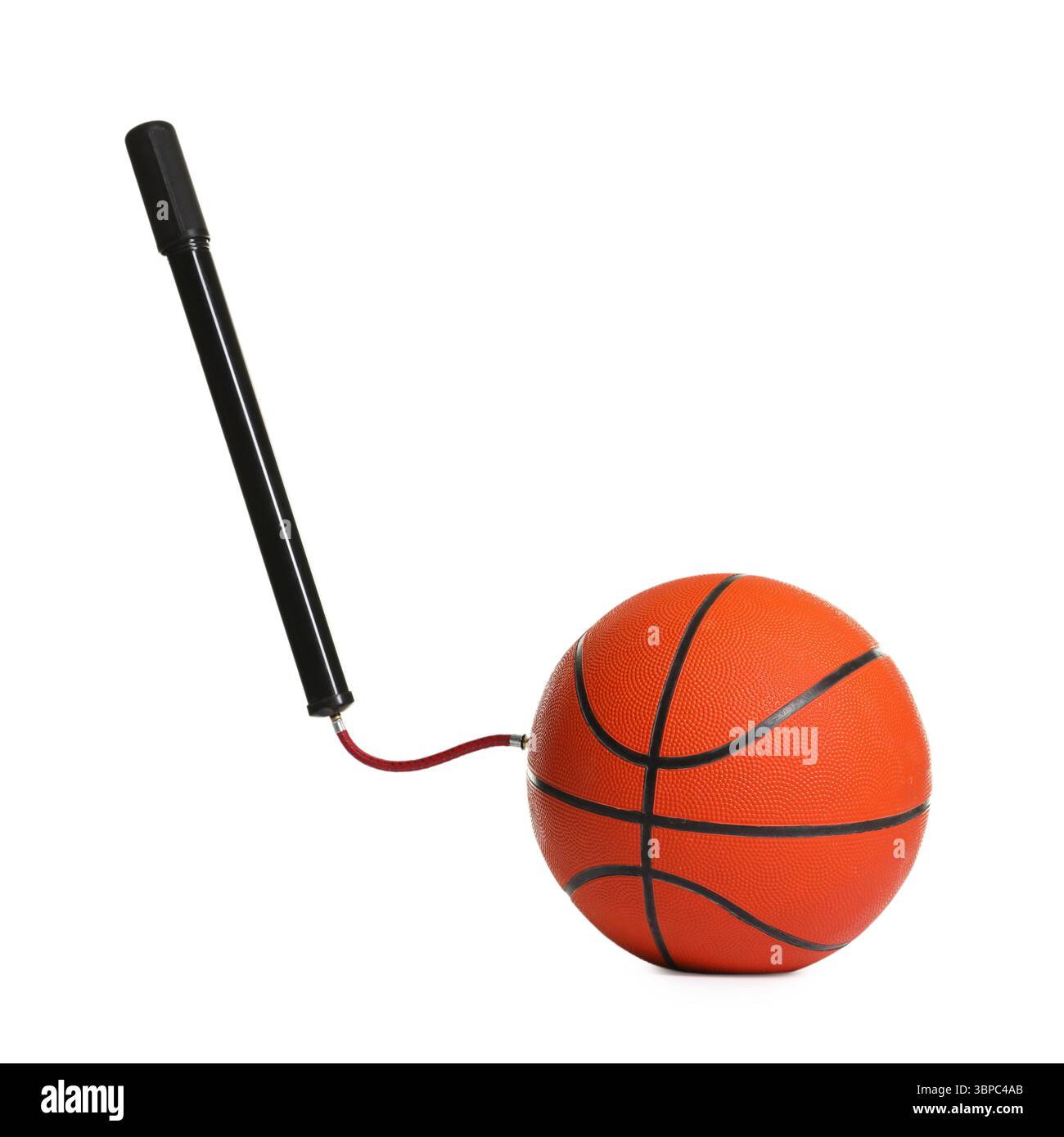 Basketball ball and manual air pump isolated on white Stock Photo - Alamy