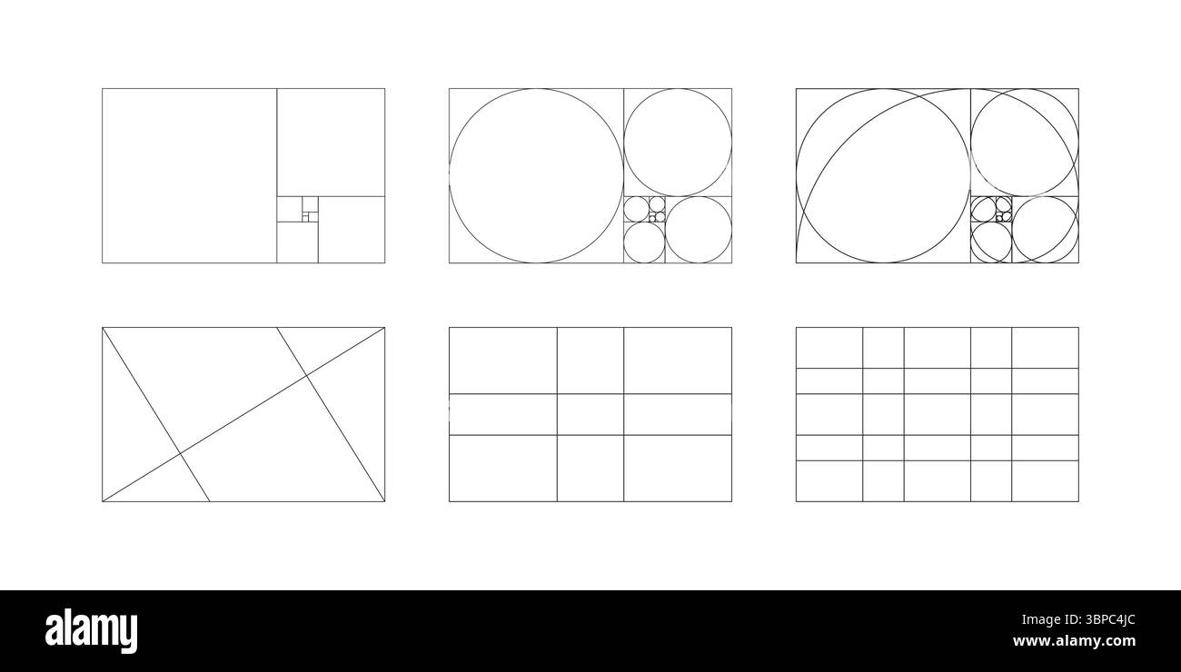 Golden ratio template. Method golden section. Harmony proportions ...