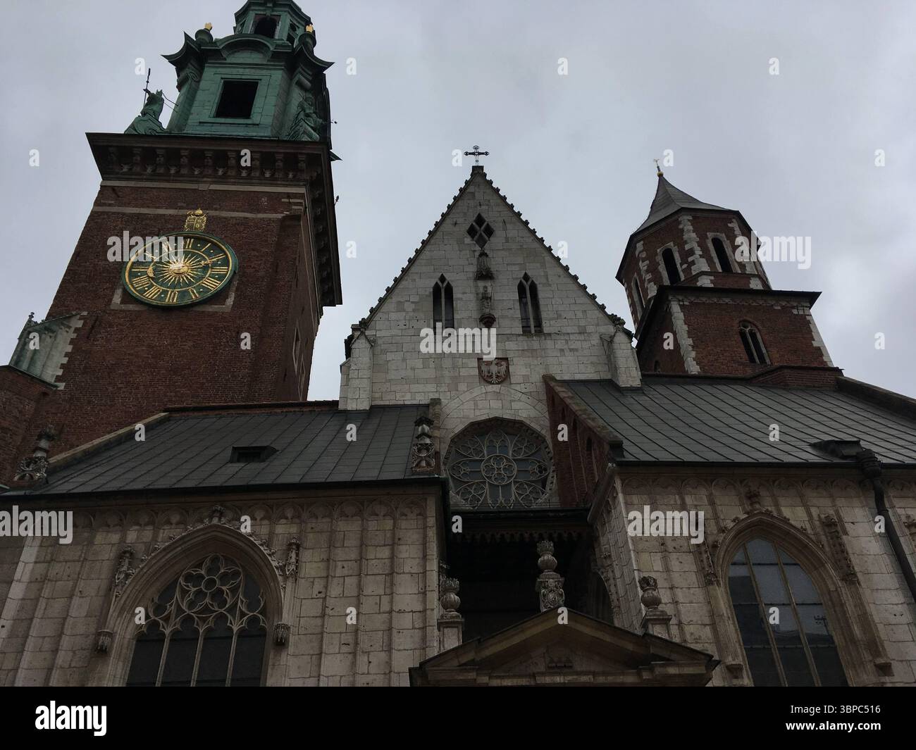 Majestic Wawel Royal Castle complex, with its Renaissance and Gothic facades and cathedral domes ...