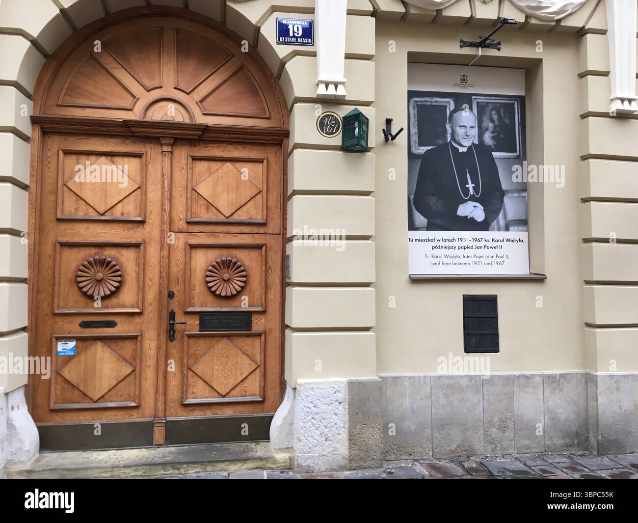 Facade of Pope John Paul II’s former Kraków residence—marked by the ...