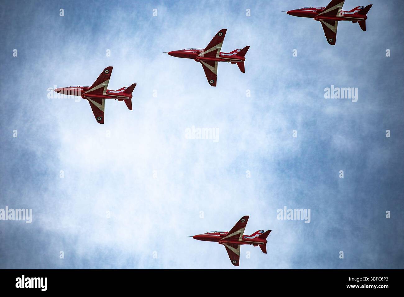RAF Red Arrows aerobatic team in formation flying over Calne Wiltshire ...