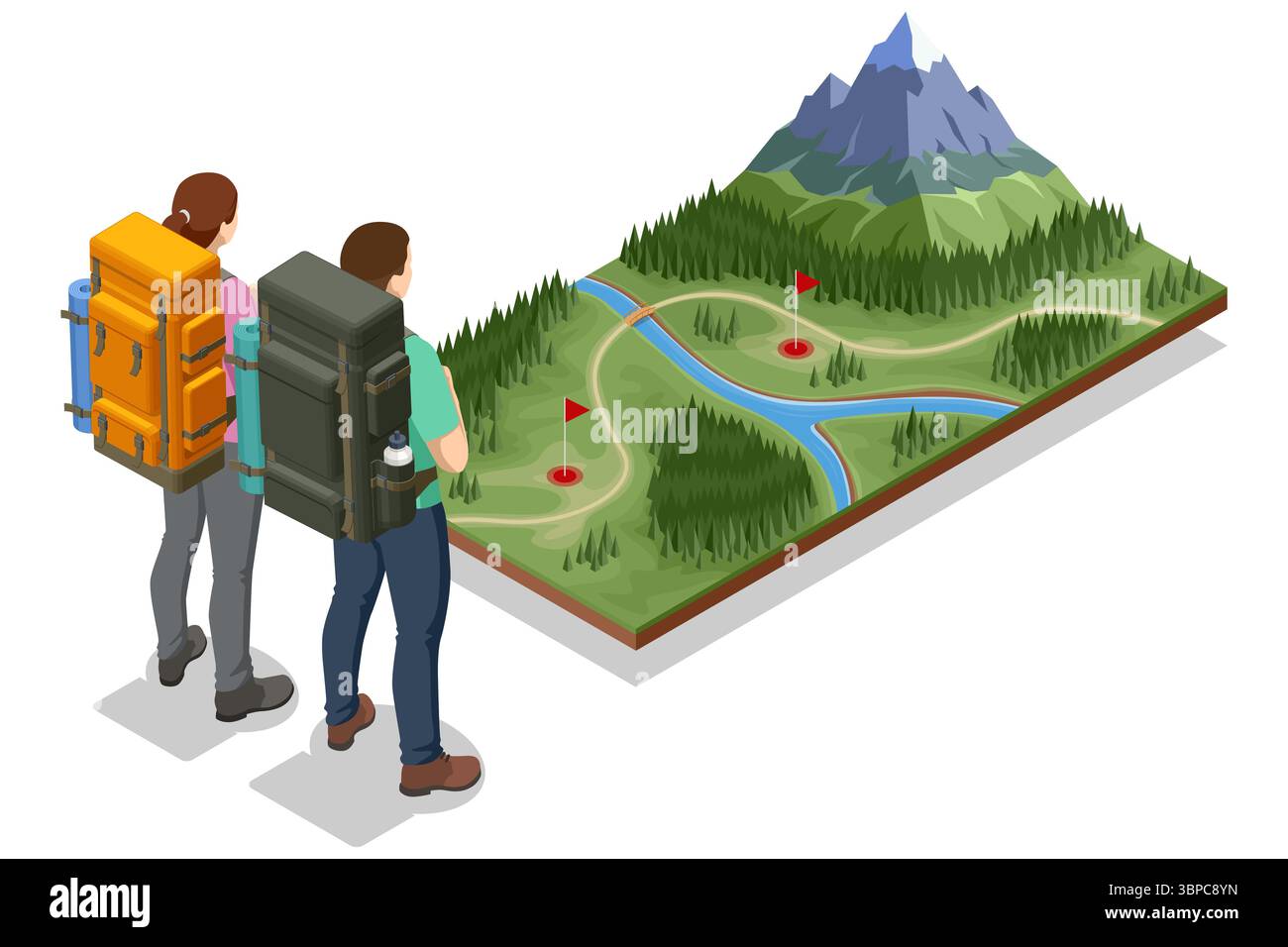 Looking at a map of trail Cut Out Stock Images & Pictures - Alamy
