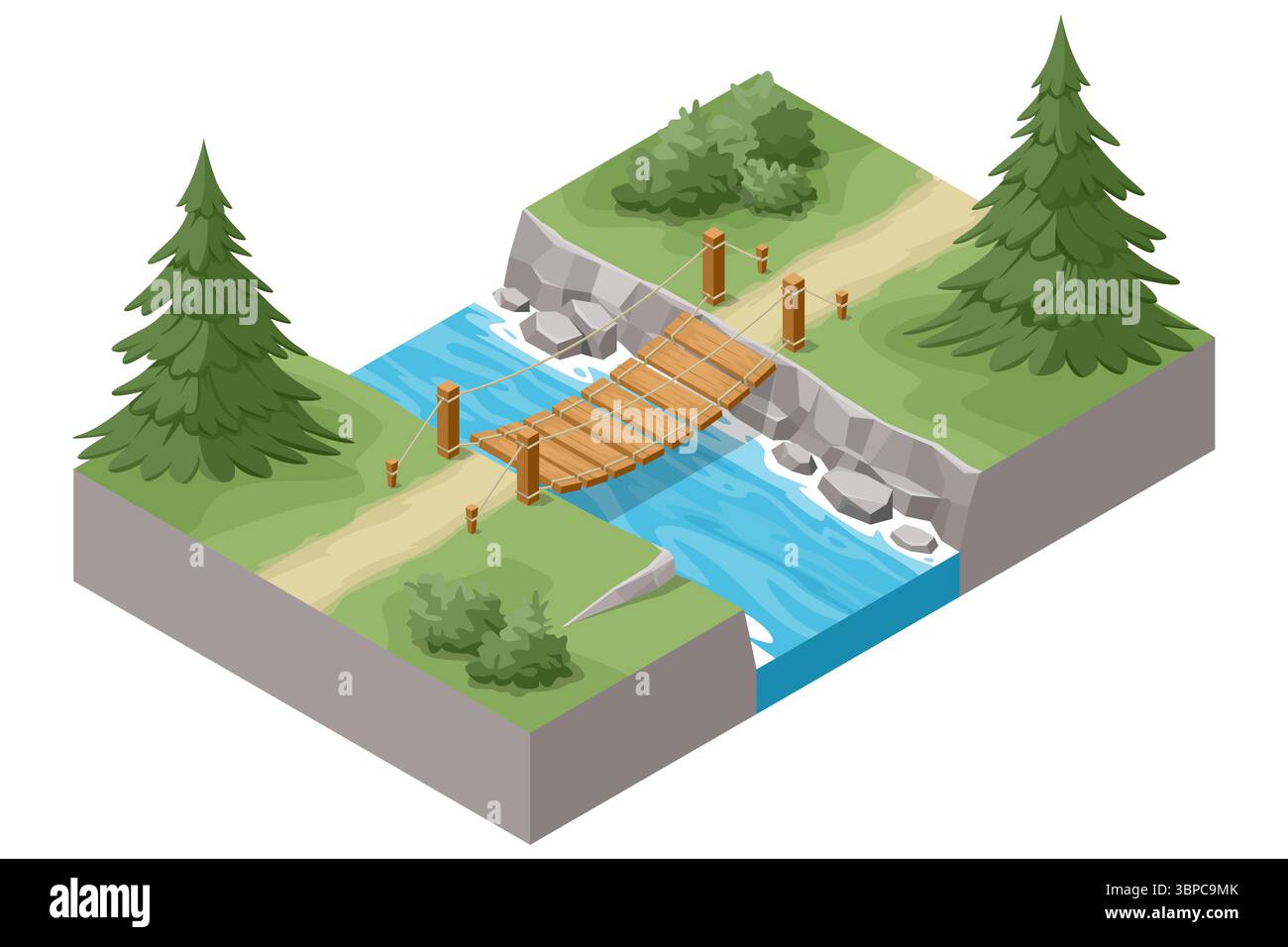 Small lake stone bridge Stock Vector Images - Alamy